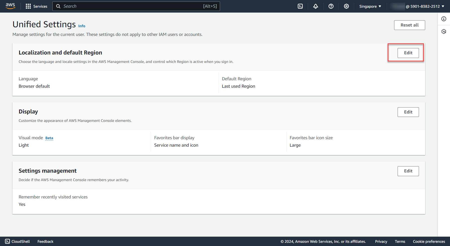 Set Up Default Region :: Create a new AWS account.