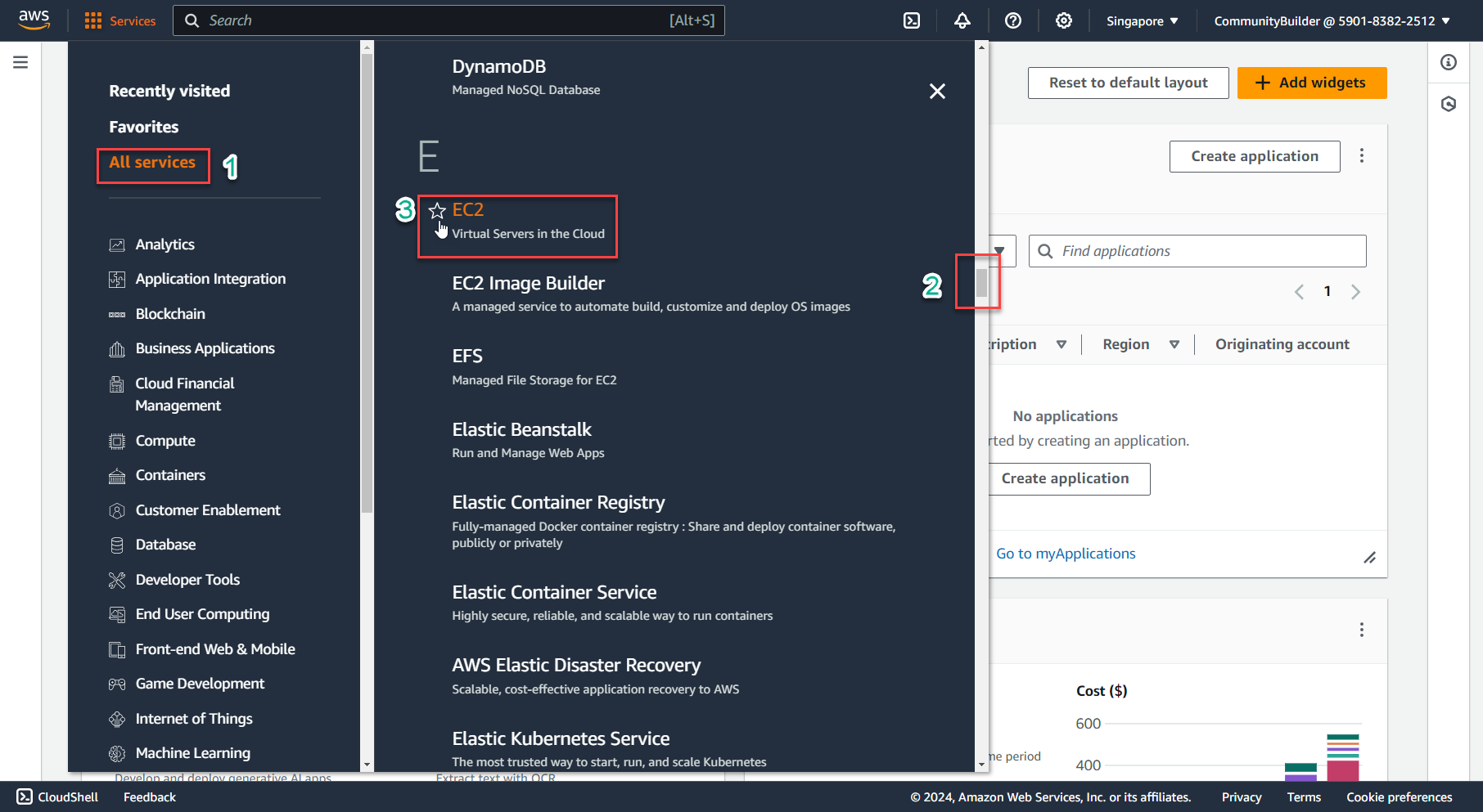Add and Remove Favorite AWS Services :: Create a new AWS account.
